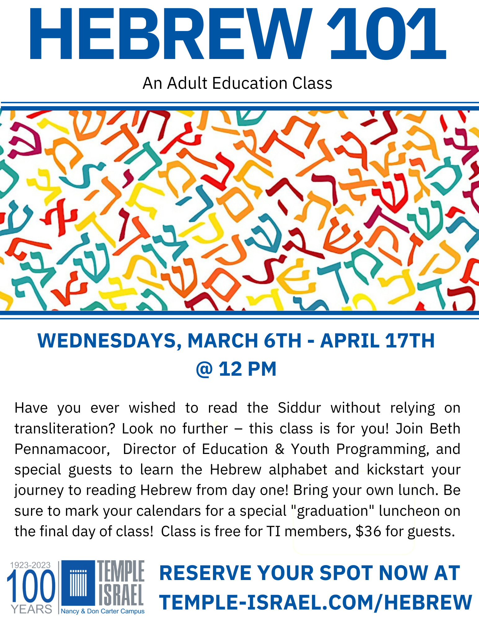 Hebrew 101 - Temple IsraelTemple Israel